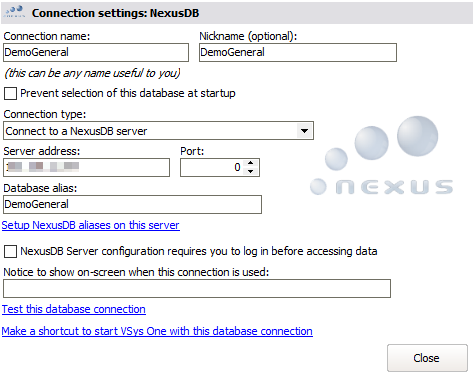 Connect to a NexusDB Server